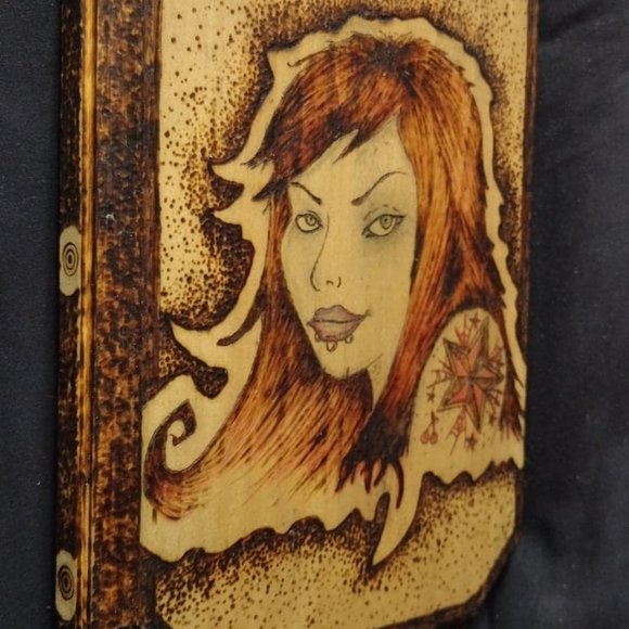 Hand Crafted | Wall Decor | Goth Girl Wood Pyrography Art | Poshmark